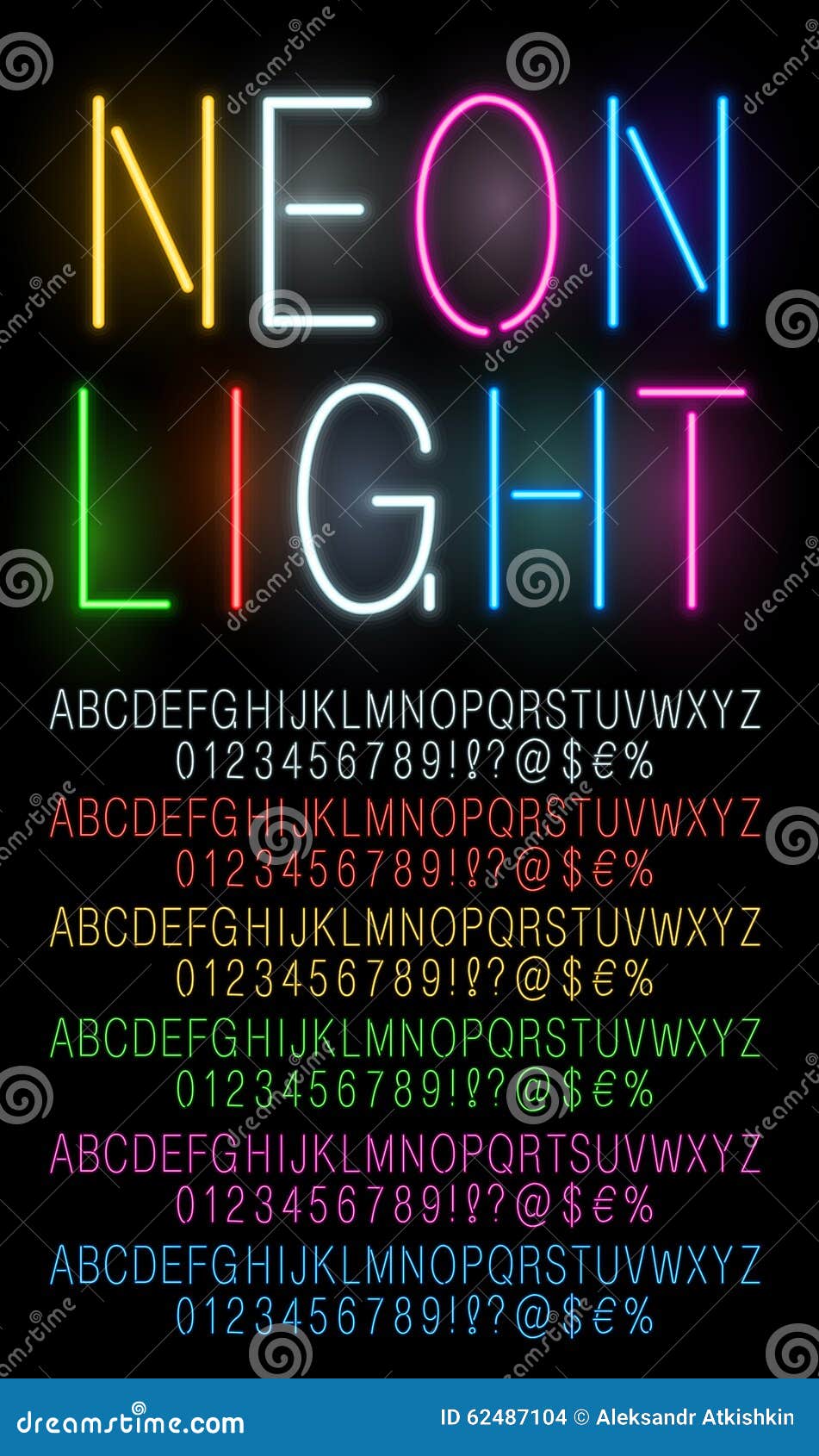 Neon colored fonts stock vector. Illustration of green - 62487104