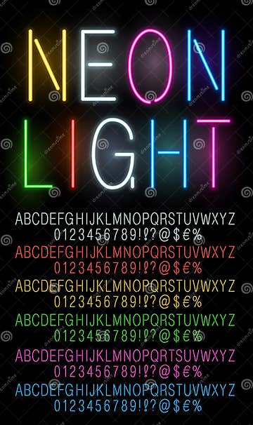 Neon colored fonts stock vector. Illustration of green - 62487104