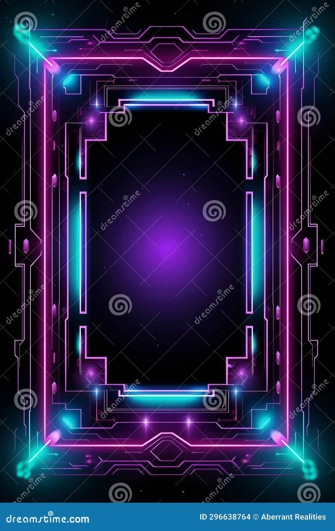 Neon Colored Frame with Neon Lights on a Black Background Stock ...