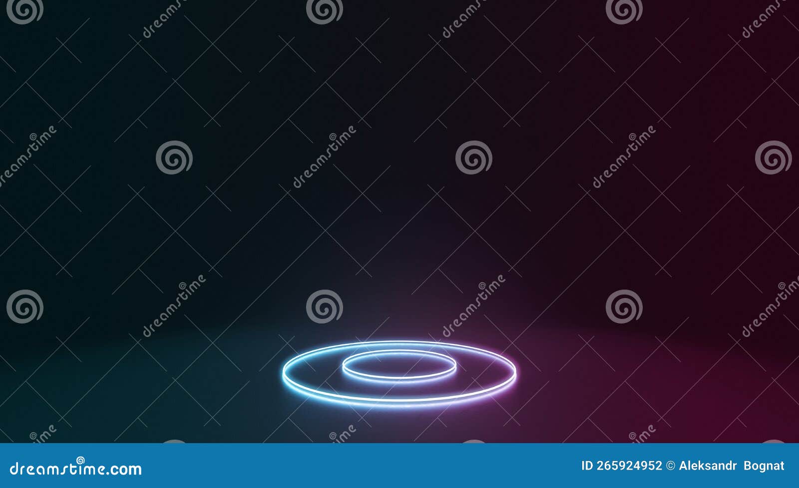 Neon Colored Glowing Two Circle Frame Lying in Darkness Stock ...