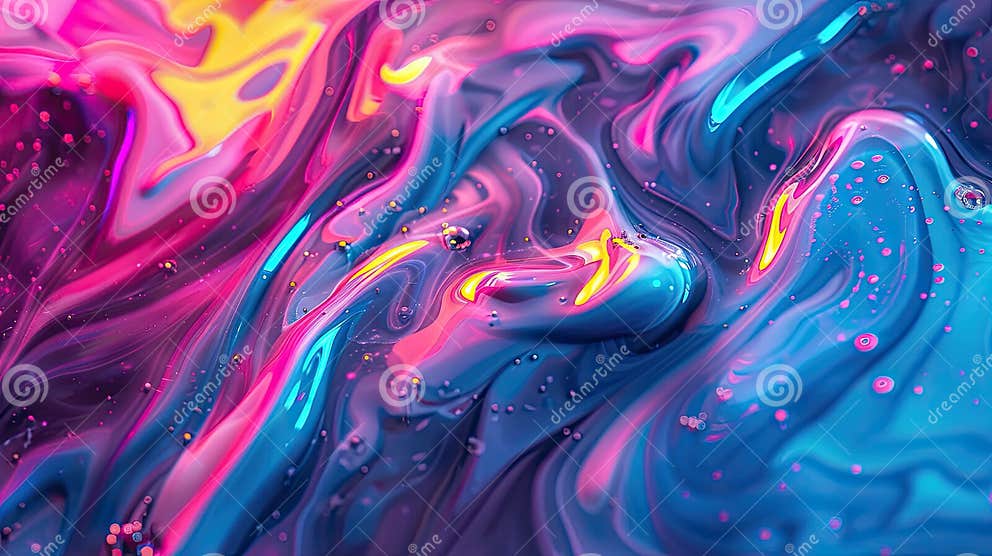 Neon-colored Liquid Mixing, Creating a Mesmerizing Psychedelic Effect ...
