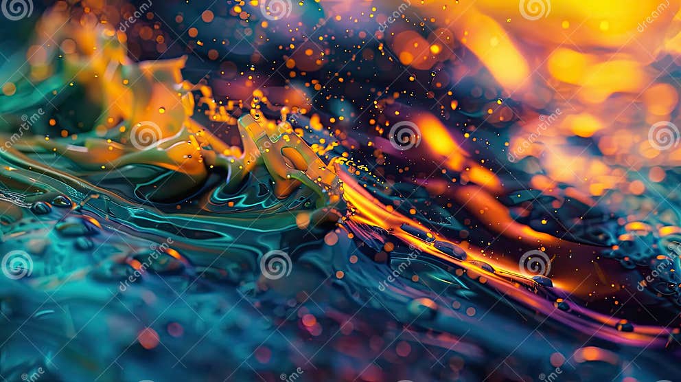Neon-colored Liquid Mixing, Creating a Mesmerizing Psychedelic Effect ...