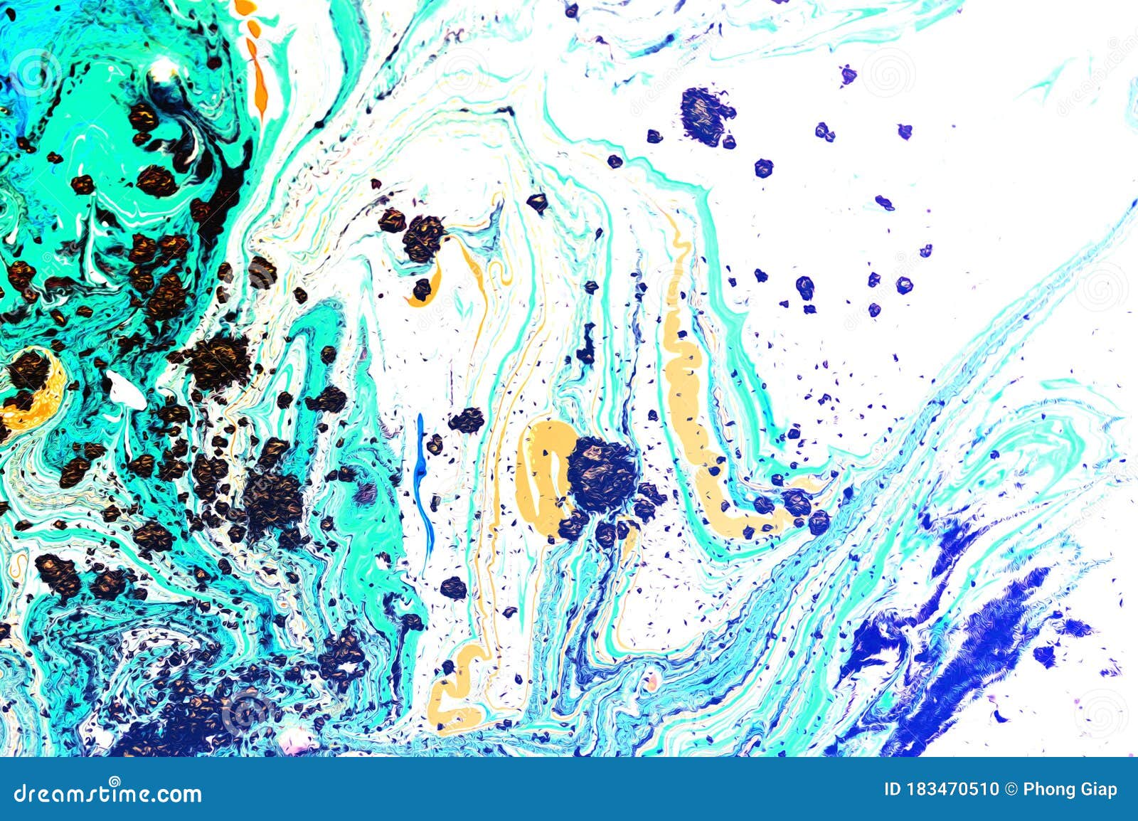 Neon Colored Marble Pattern with Golden Glitter. Fluorescent Liquid ...