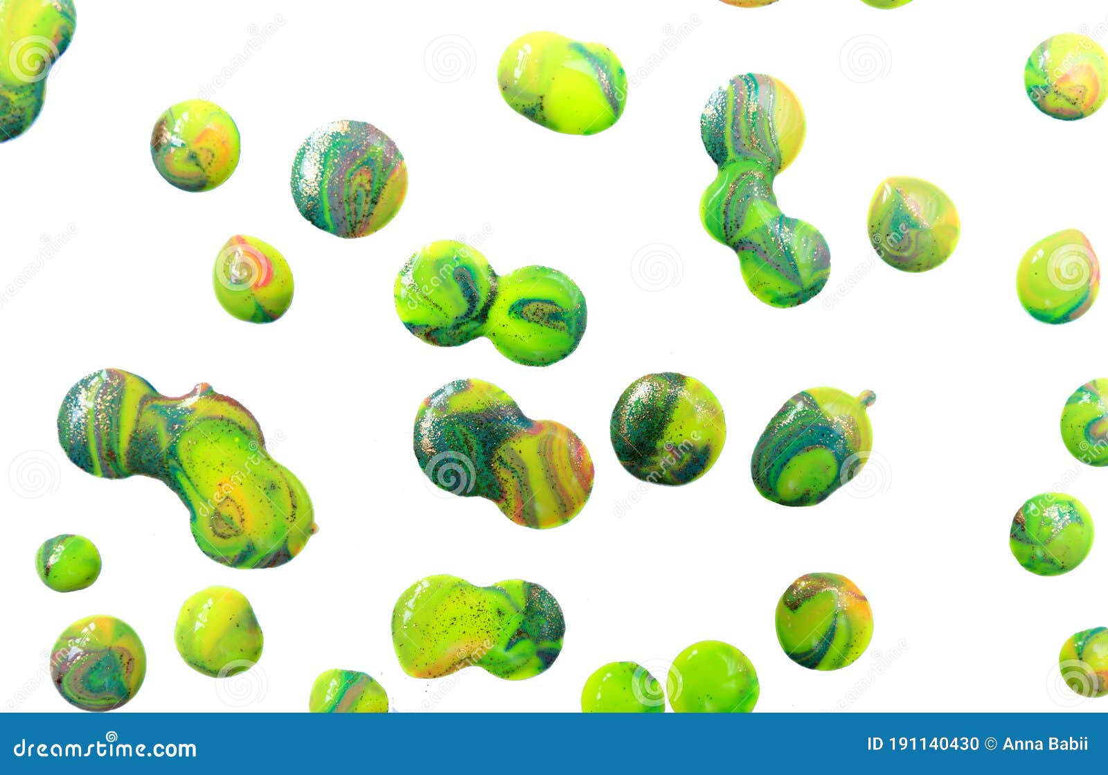 Neon Colored Mixed Inks Drops Isolated on White Background. Stock Photo ...