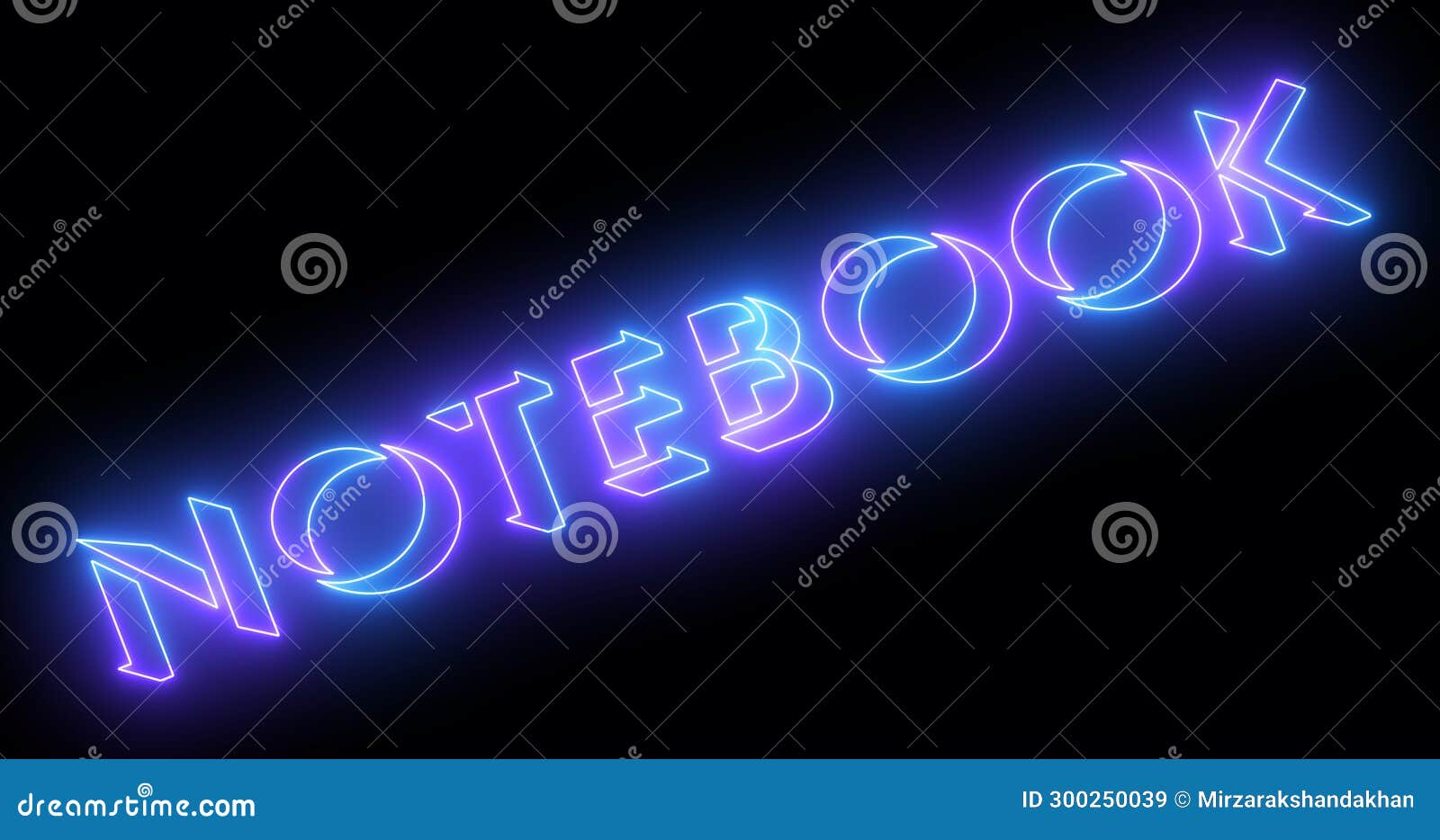Neon-colored Notebook Word Text Illustration with a Glowing Neon ...