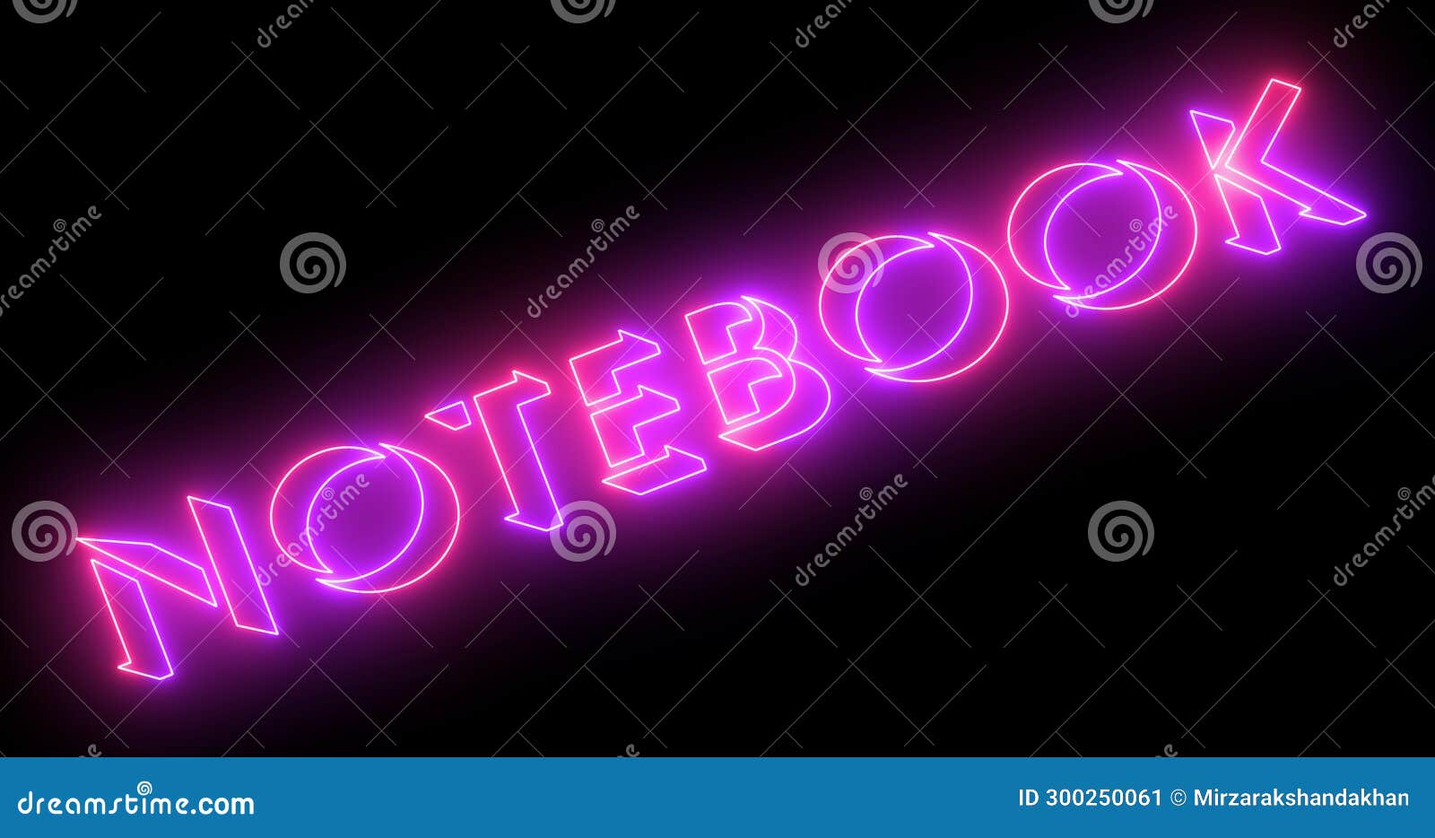 Neon-colored Notebook Word Text Illustration with a Glowing Neon ...
