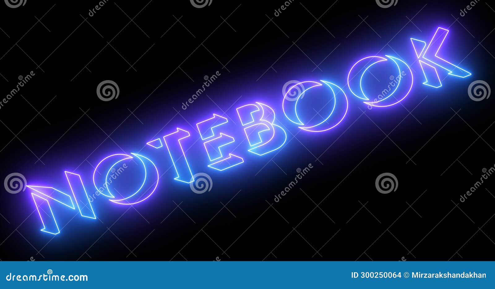 Neon-colored Notebook Word Text Illustration with a Glowing Neon ...
