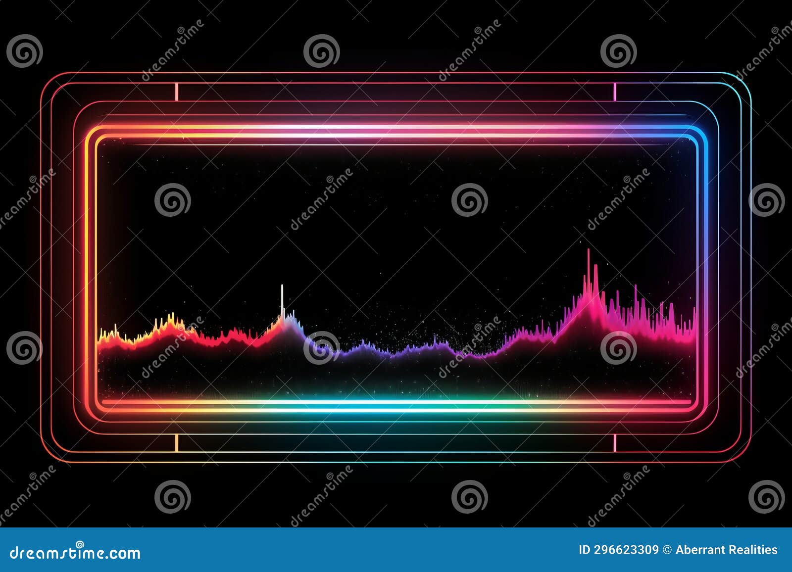 A Neon Colored Screen with an Image of a Waveform on it Stock ...