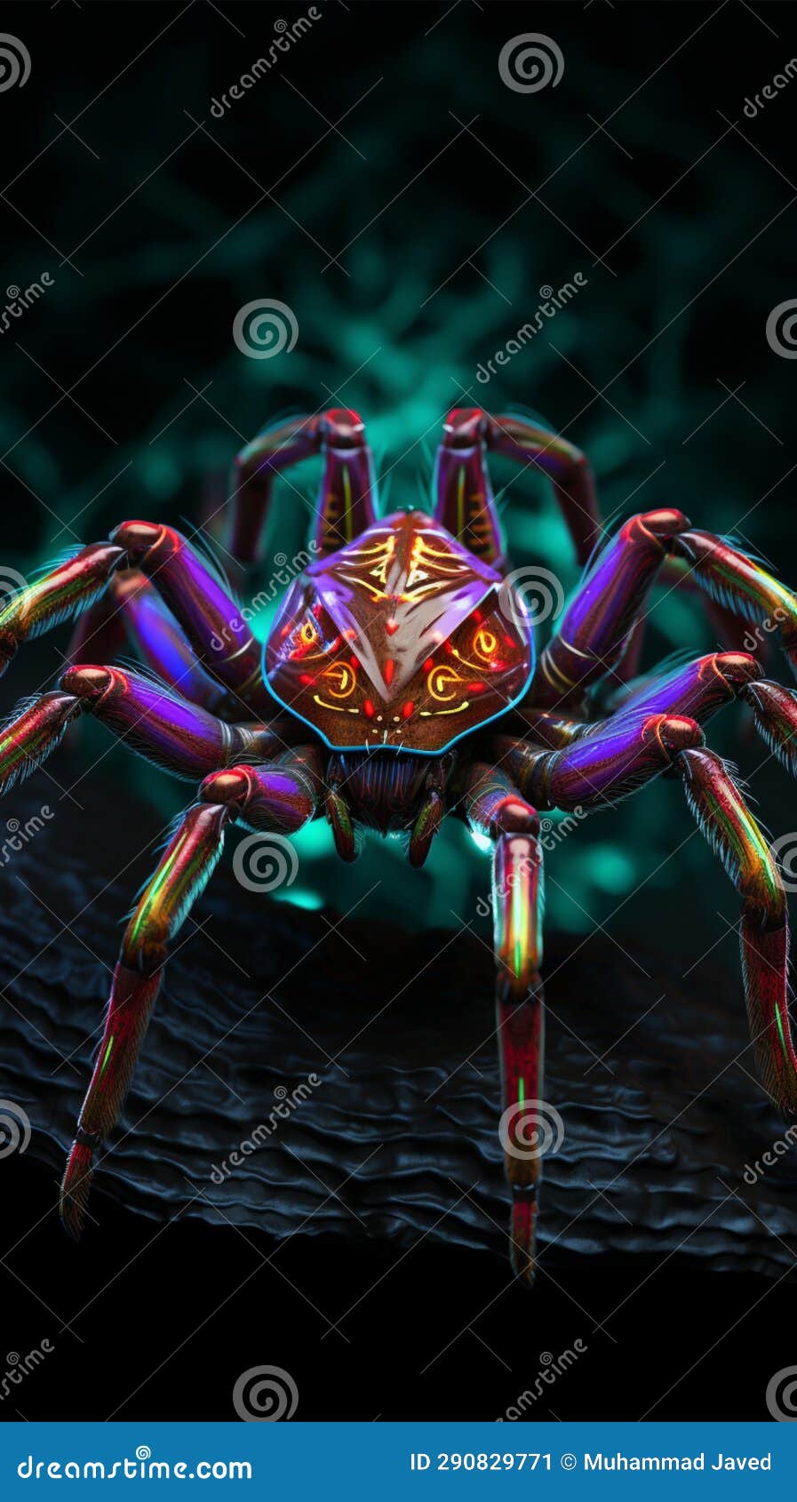 Neon-colored Spider with Digital Vibes Stock Illustration ...