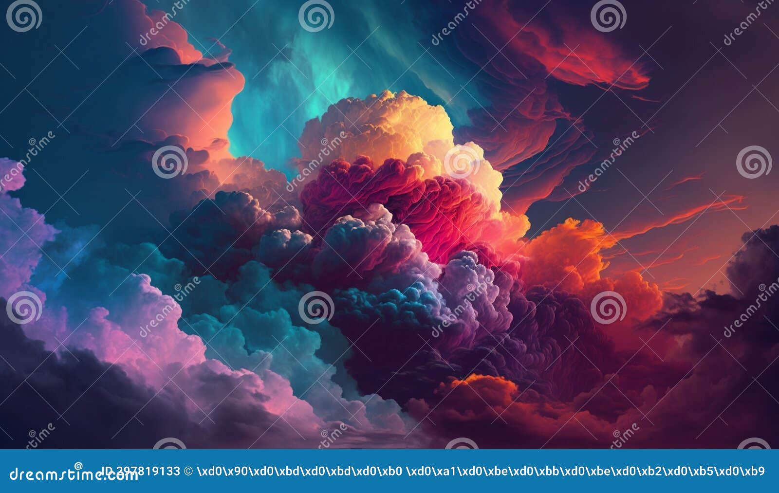 Neon Colorful Clouds. Multicolored Clouds.Generative AI Stock ...