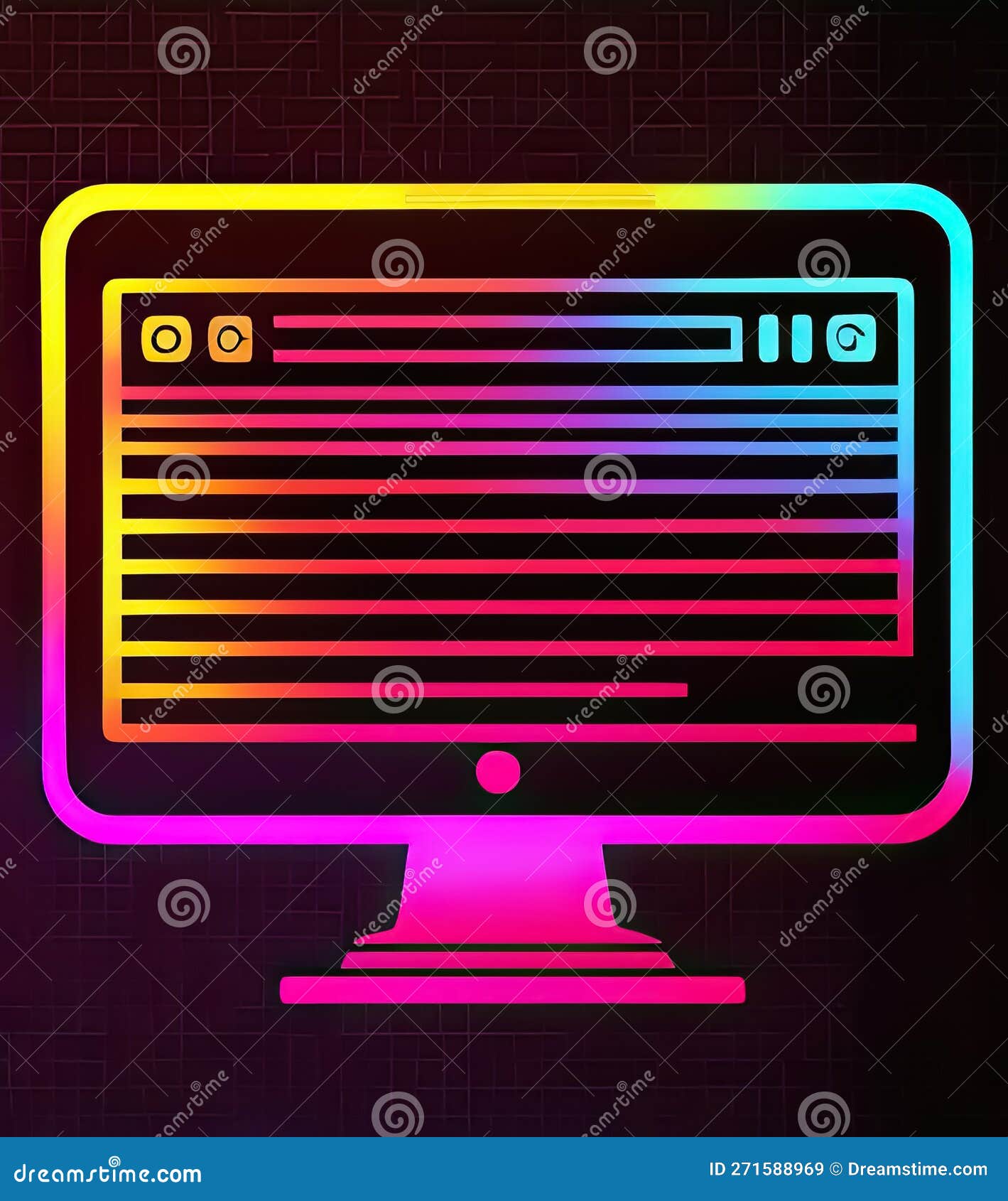 Neon Colorful Computer Icon, Generative AI Stock Illustration ...