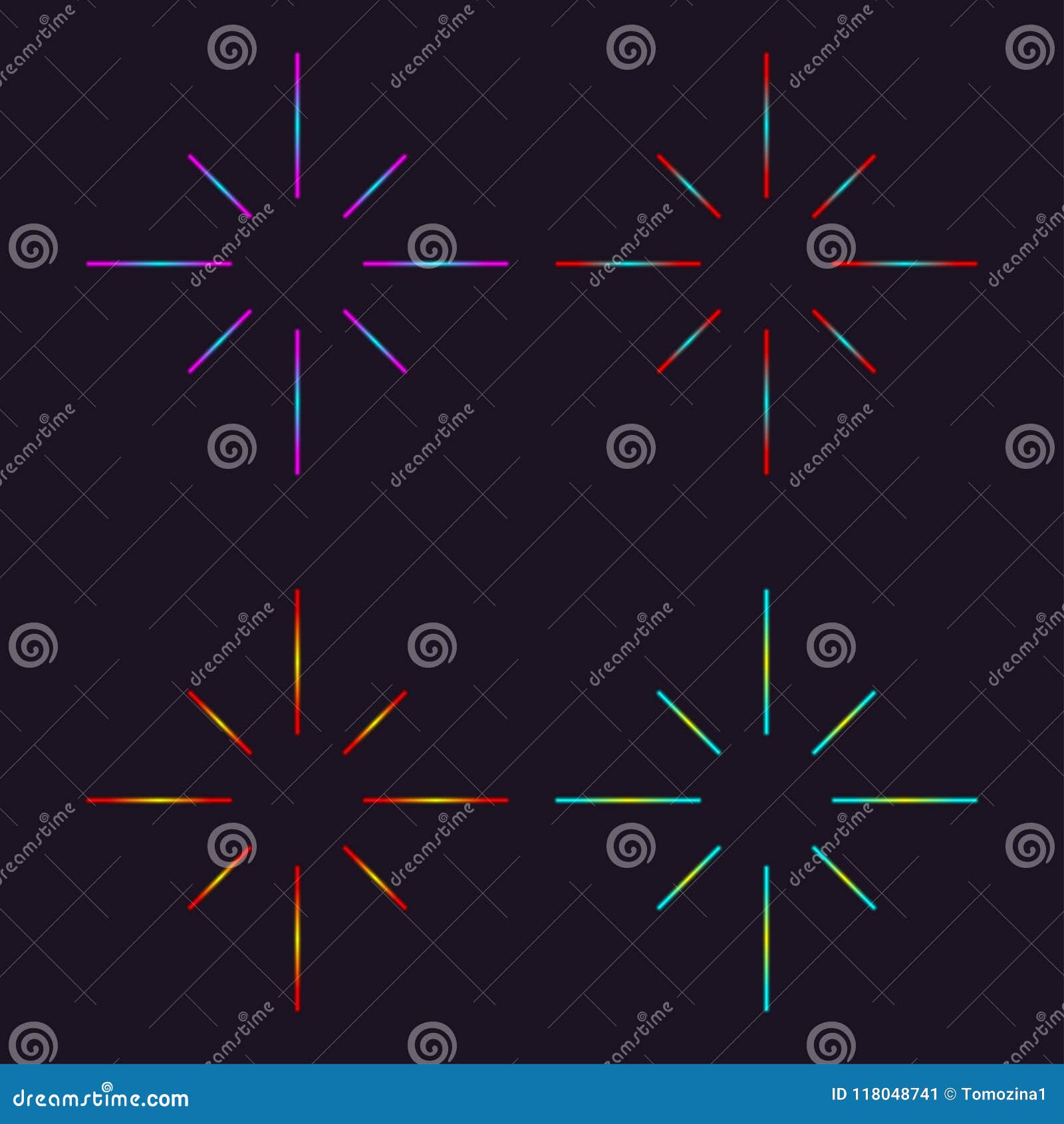 Neon Colorful Isolated Rays Stock Vector - Illustration of ...