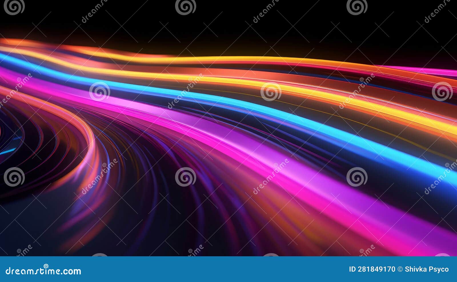 Neon Colorful Speed Line in Black Background Stock Illustration ...