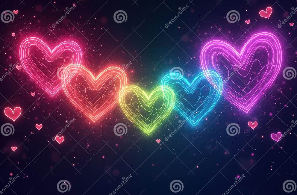 Neon Colors of Hearts at 3-12-2024 Stock Illustration - Illustration of ...