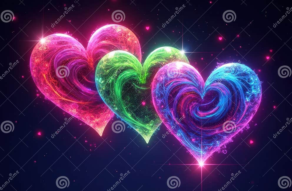Neon Colors of Hearts at 3-12-2024 Stock Illustration - Illustration of ...