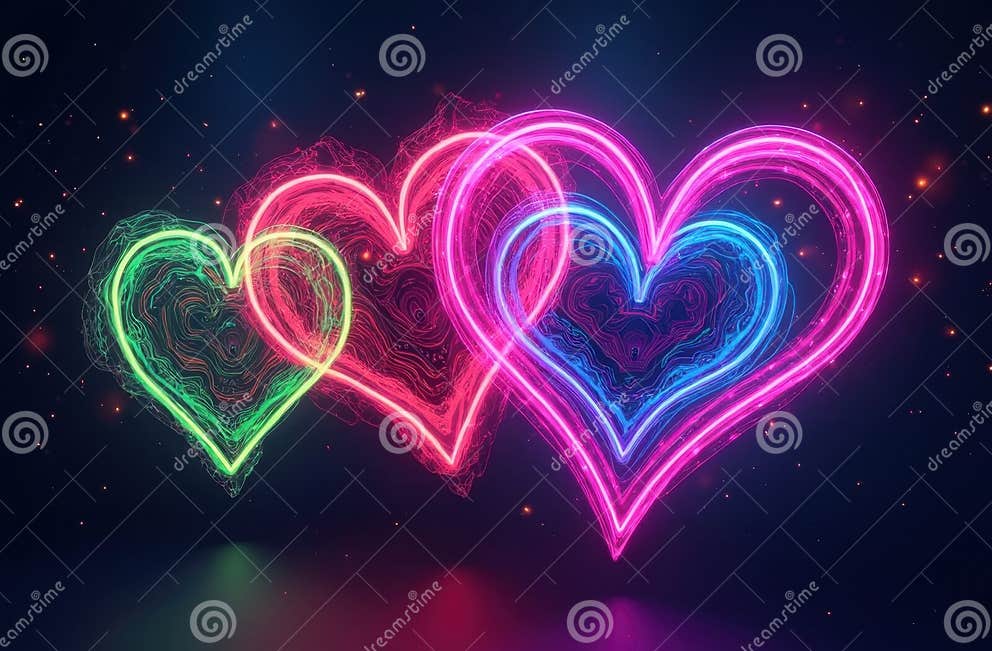 Neon Colors of Hearts at 3-12-2024 Stock Illustration - Illustration of ...