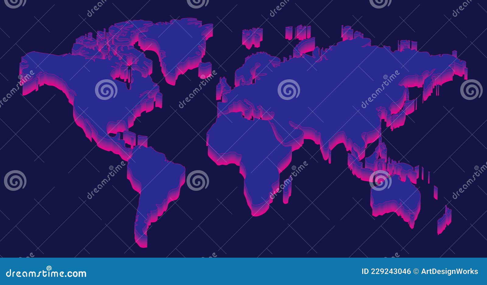 Neon Colors World Map Vector Design Stock Vector - Illustration of ...