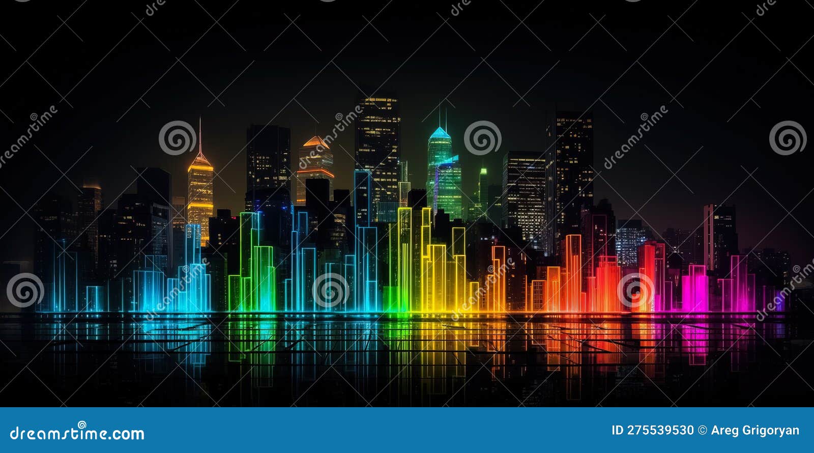 Neon Coloured Night City Background Royalty-Free Illustration ...