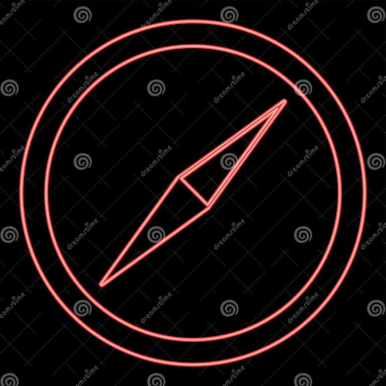 Neon Compass Red Color Vector Illustration Flat Style Image Stock ...