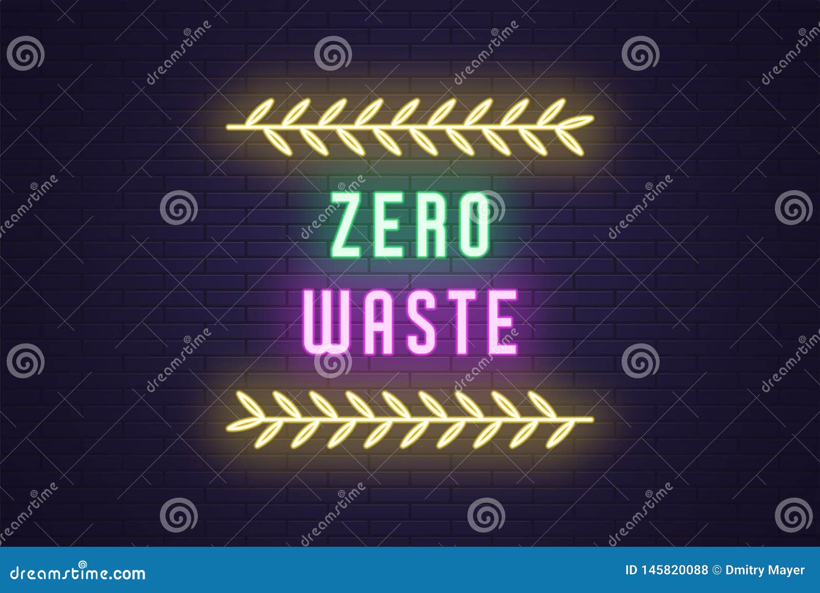 Neon Composition of Headline Zero Waste. Neon Text Stock Vector ...