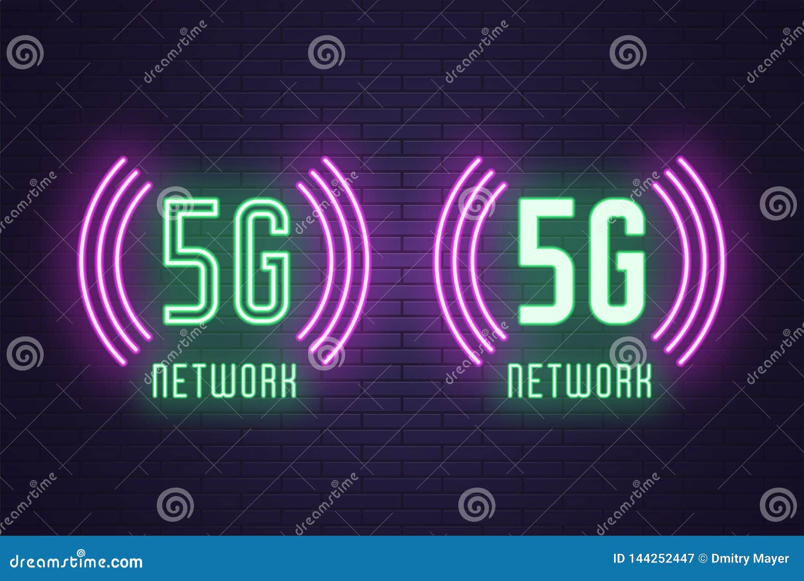 Neon Composition Set of 5G Network Technology Stock Vector ...