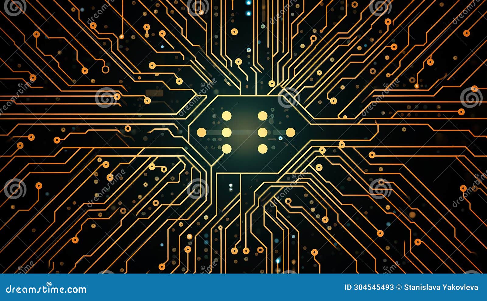 Neon Computer Chip. Generative AI Stock Image - Image of future ...