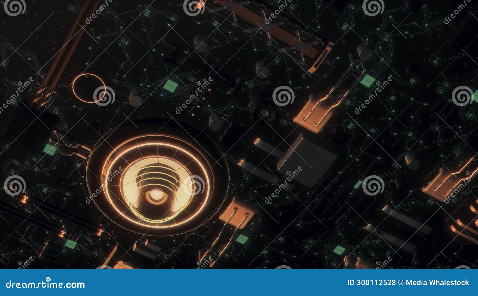 Neon Computer Chip System. Motion. Futuristic Computer Technology ...