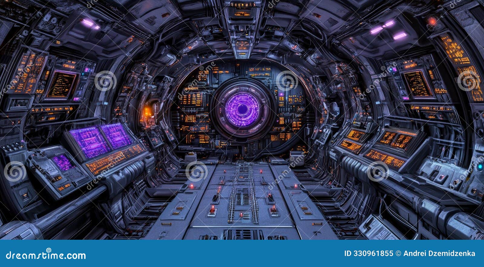 A Neon Computer Interior with a Futuristic Backdrop. Stock Image ...