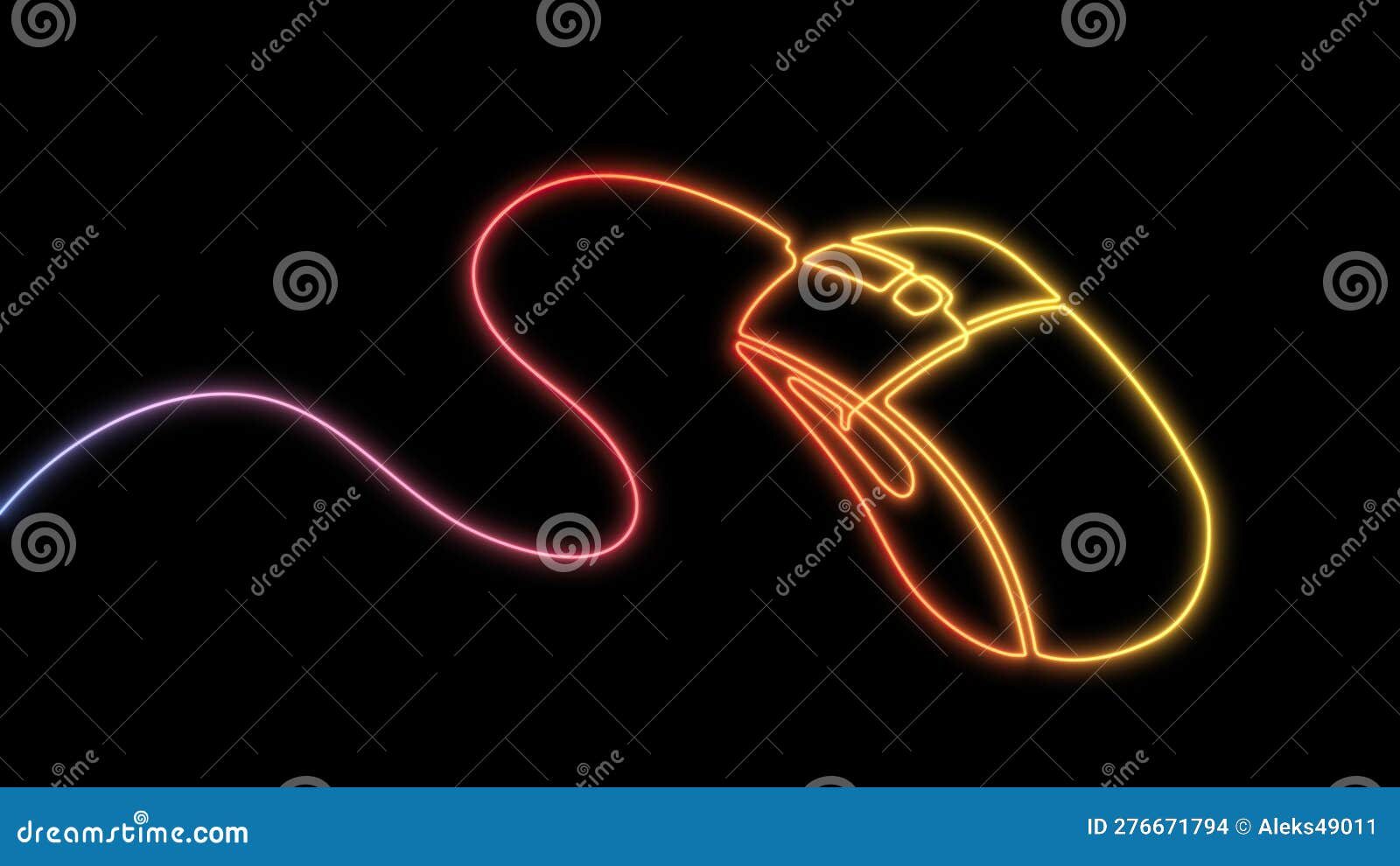 Neon Computer Mouse.One Line Drawing.Linear Style.illustration Stock ...
