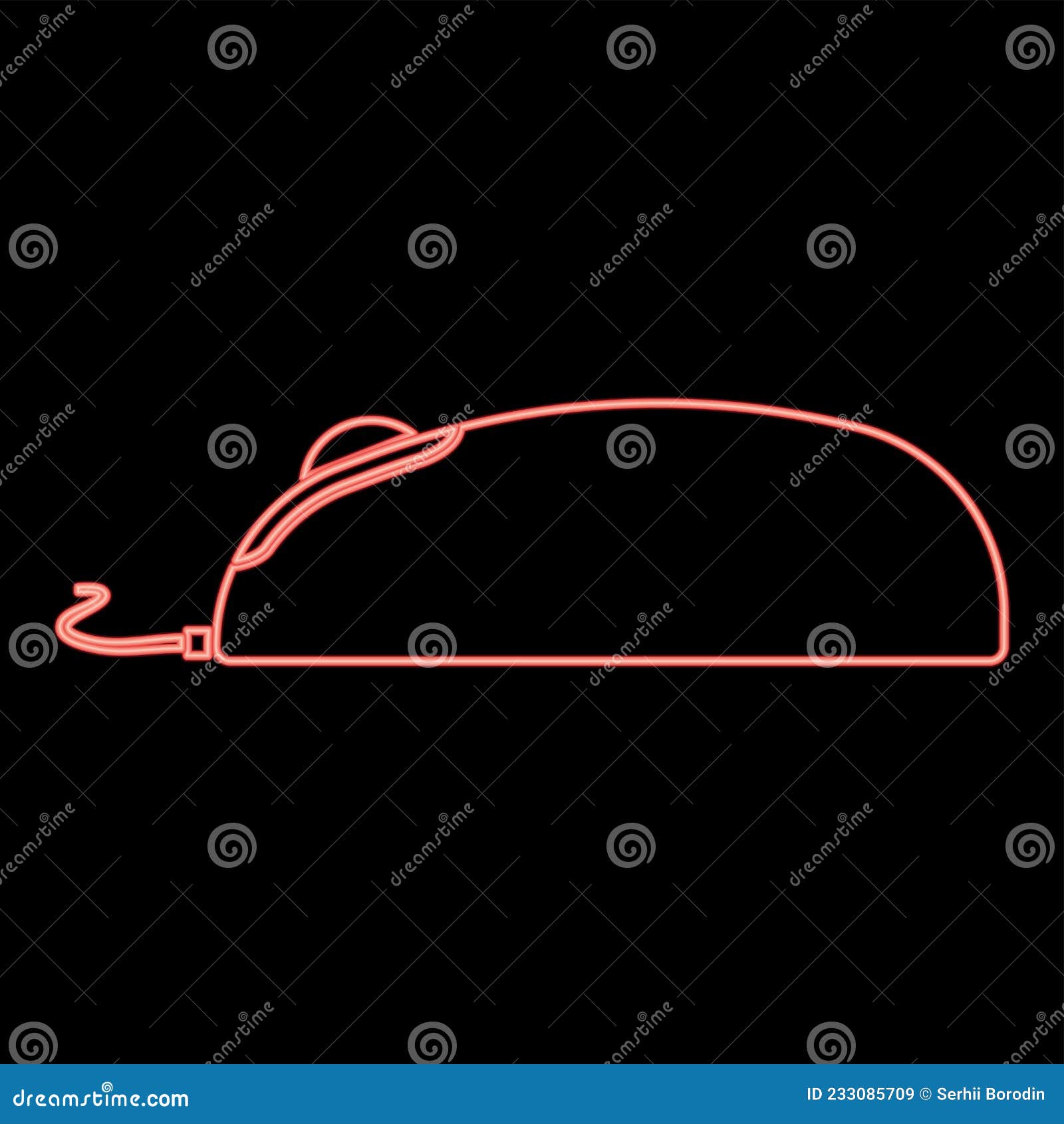 Neon Computer Mouse Red Color Vector Illustration Flat Style Image ...