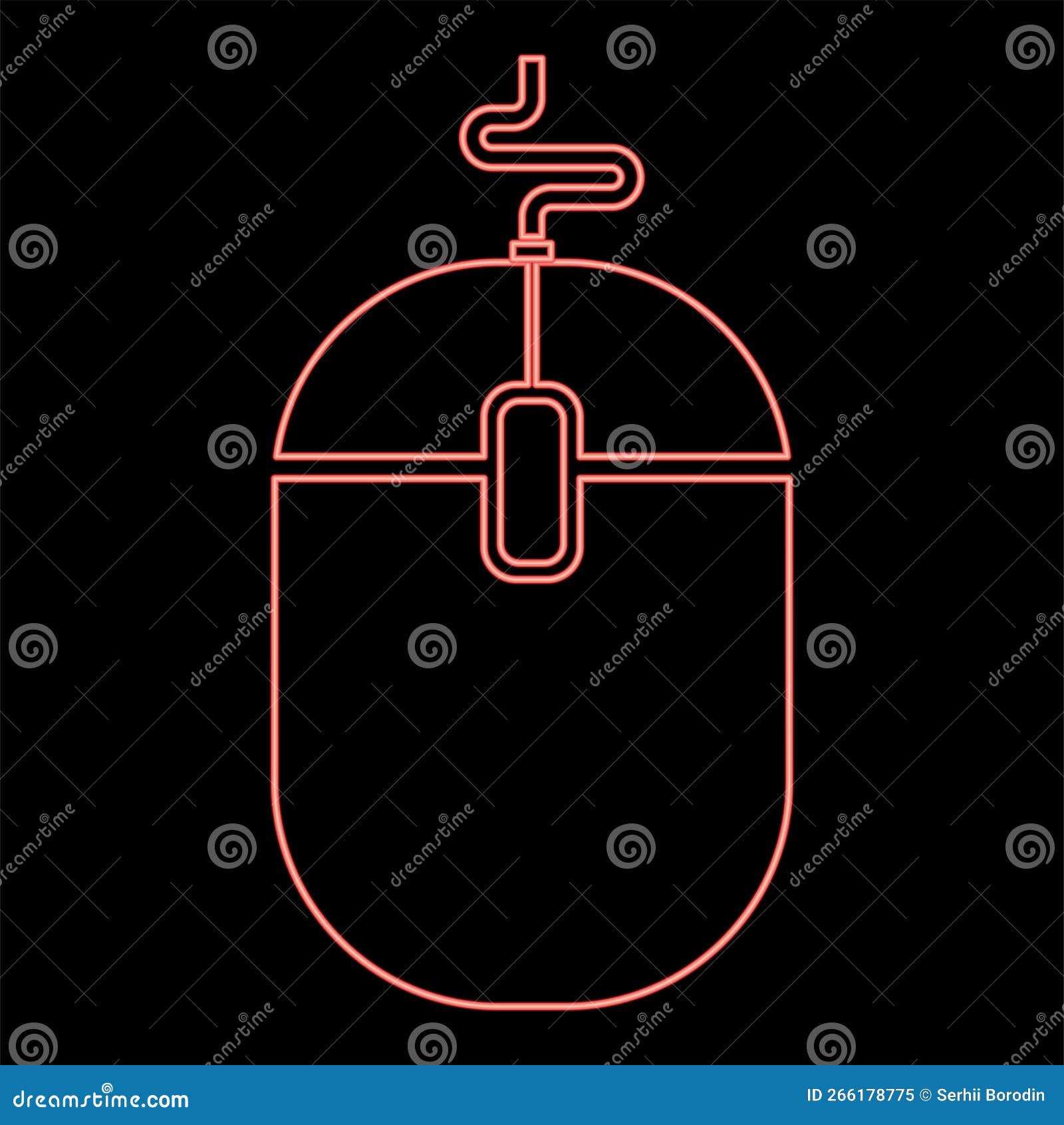 Neon Computer Mouse Red Color Vector Illustration Image Flat Style ...