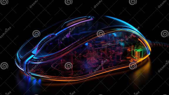 Neon Computer Mouse.Technologies.Generative Ai Stock Illustration ...