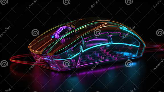 Neon Computer Mouse.Technologies.Generative Ai Stock Illustration ...
