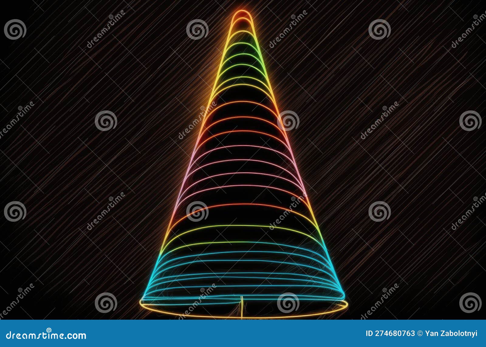 Neon Cone Outline on a Black Background. Generative AI Stock ...