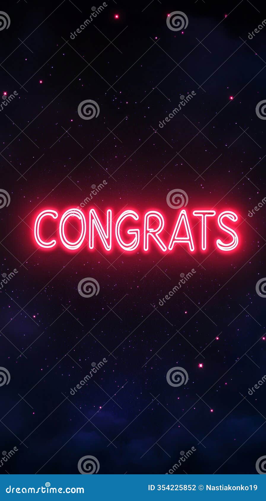 Neon Congratulations Sign Against Starry Night Sky Stock Photo ...