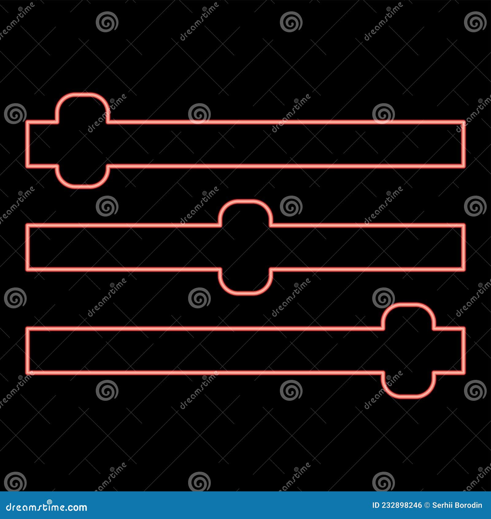 Neon Control Panel Red Color Vector Illustration Flat Style Image Stock ...
