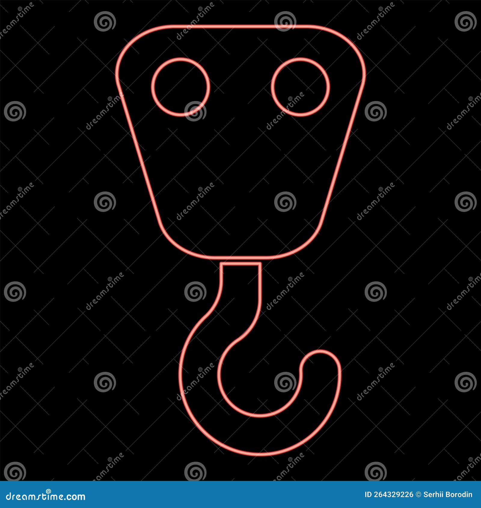 Neon Crane Hook Red Color Vector Illustration Flat Style Image ...