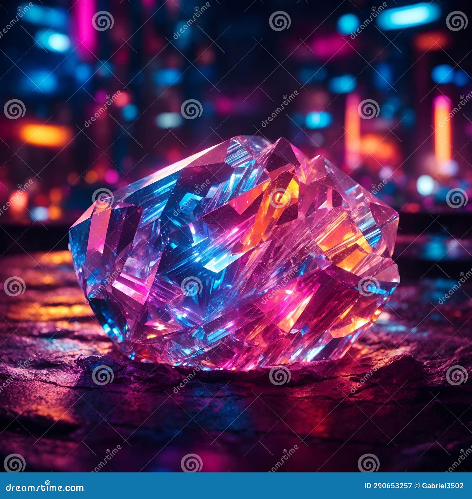 Neon Crystal Shining. Vibrant Neon Crystal. Stock Illustration ...