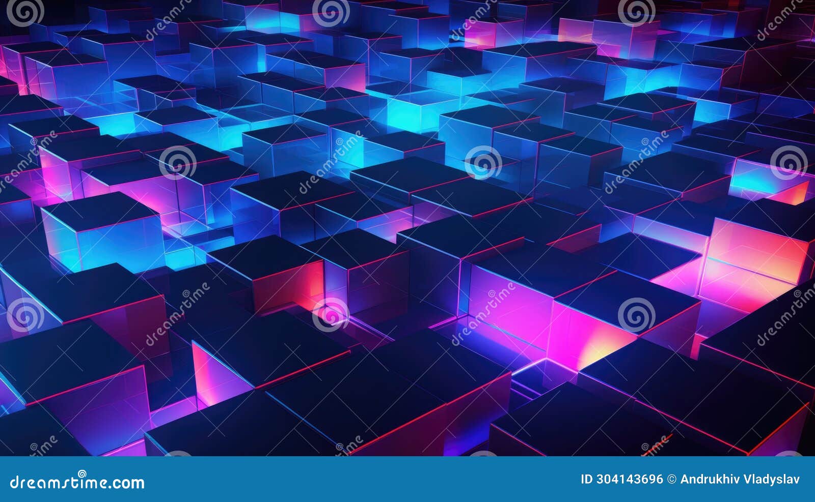 Neon Cubes Background, Abstract Illustration Stock Illustration ...