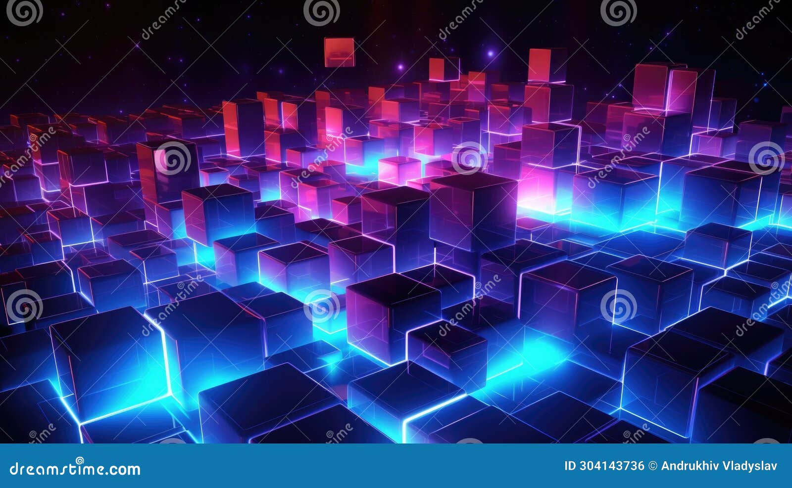 Neon Cubes Background, Abstract Illustration Stock Illustration ...