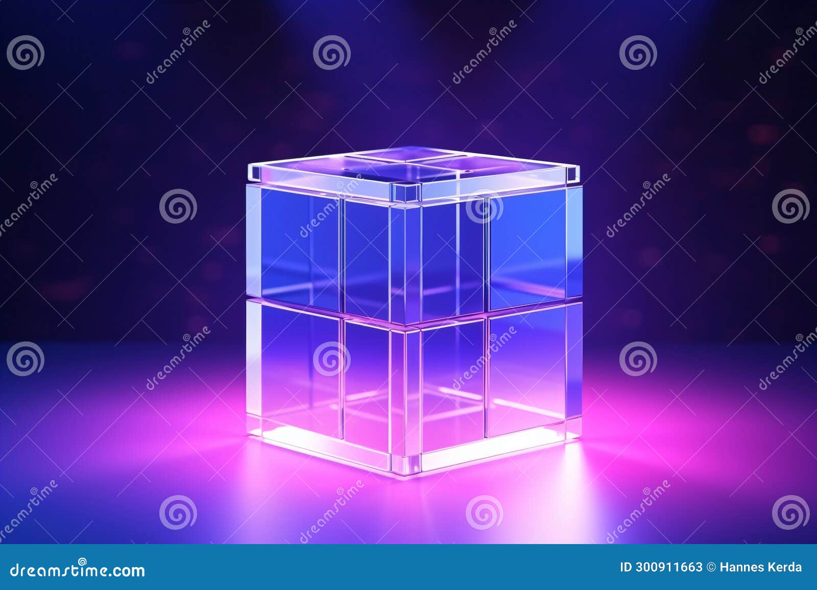 Neon Cubes in Cold Blue Purple Colors Stock Image - Image of background ...