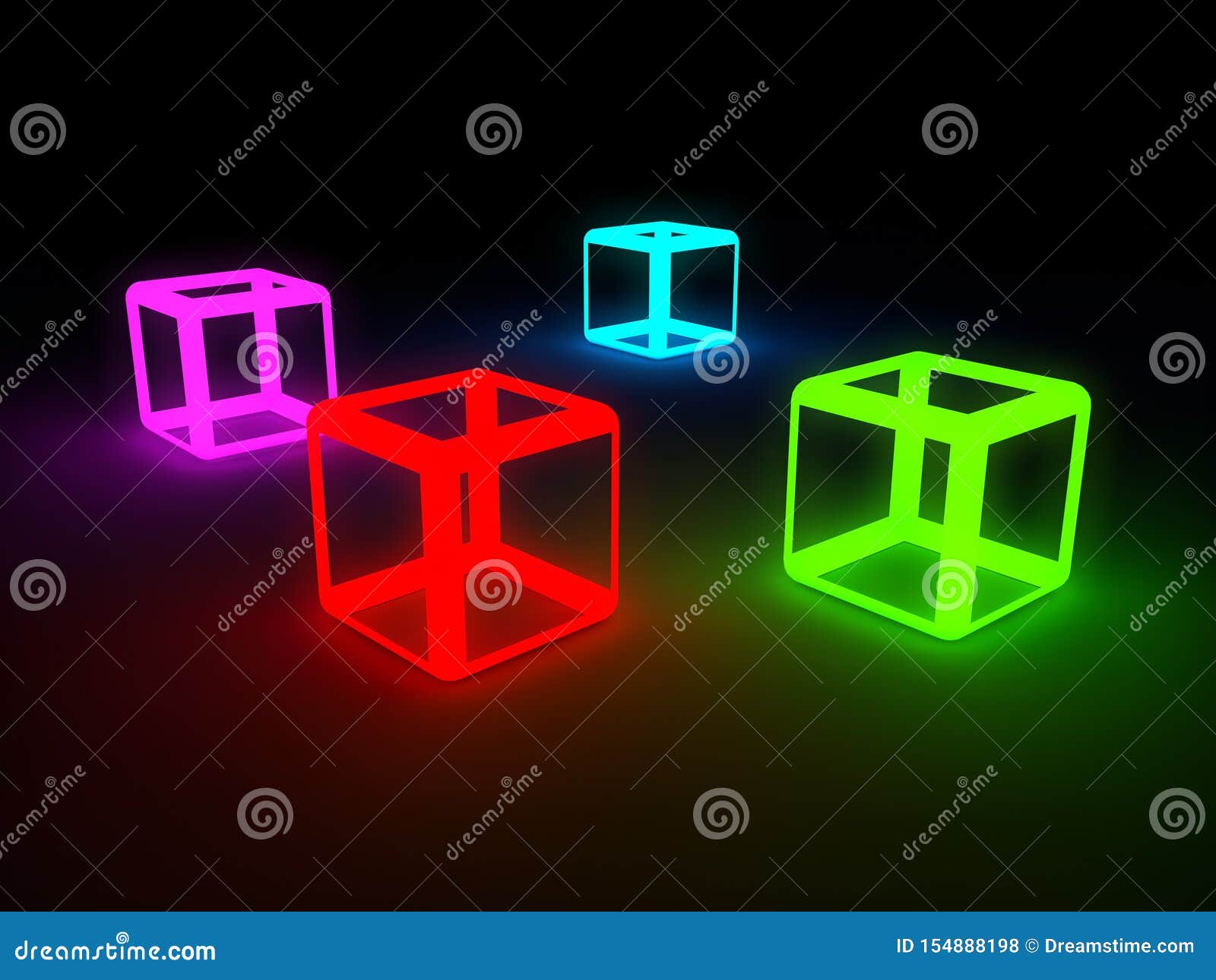 Neon Cubes in 3d Very Beautiful and Cool Stock Illustration ...