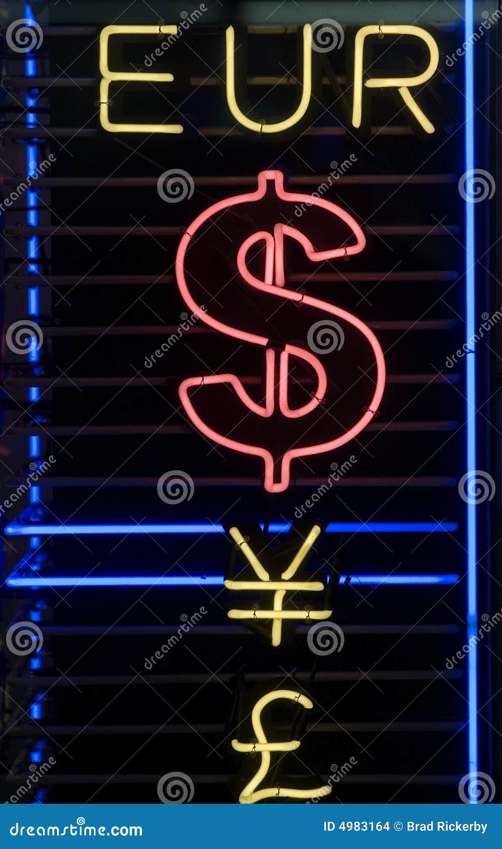 Neon Currency Symbols stock photo. Image of euro, dollar - 4983164