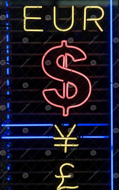 Neon Currency Symbols stock photo. Image of euro, dollar - 4983164