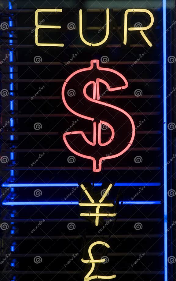 Neon Currency Symbols stock photo. Image of euro, dollar - 4983164