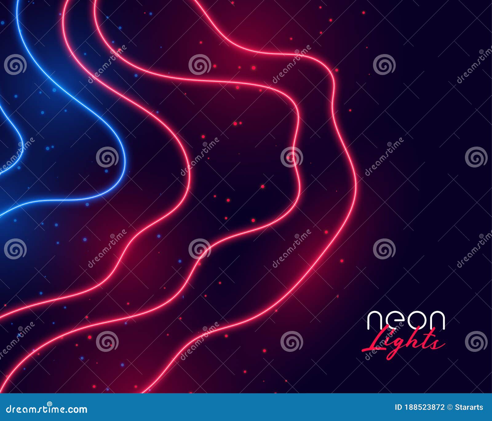Neon Curvy Lines Background in Red and Blue Colors Stock Vector ...