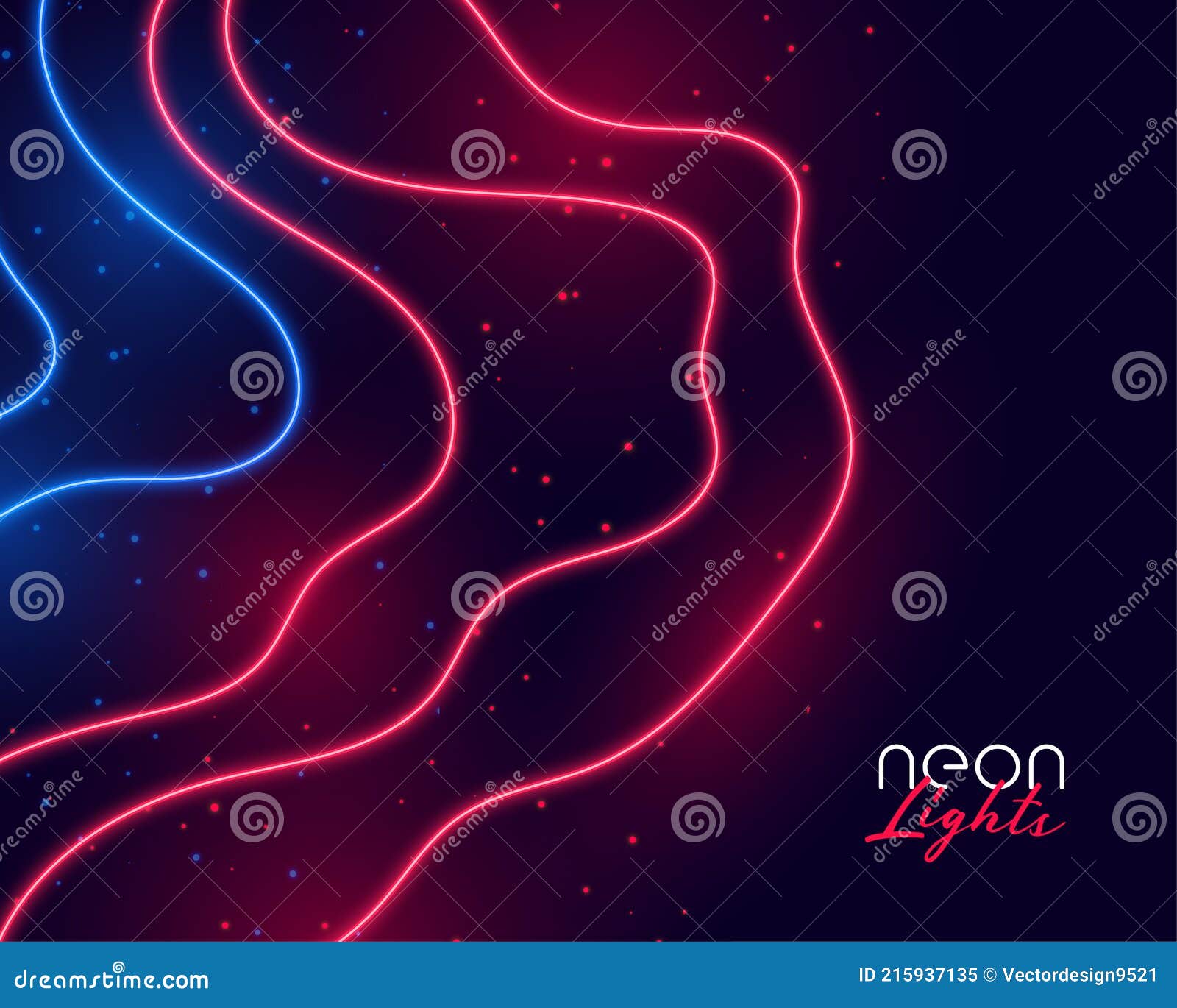 Neon Curvy Lines Background in Red and Blue Colors Stock Vector ...
