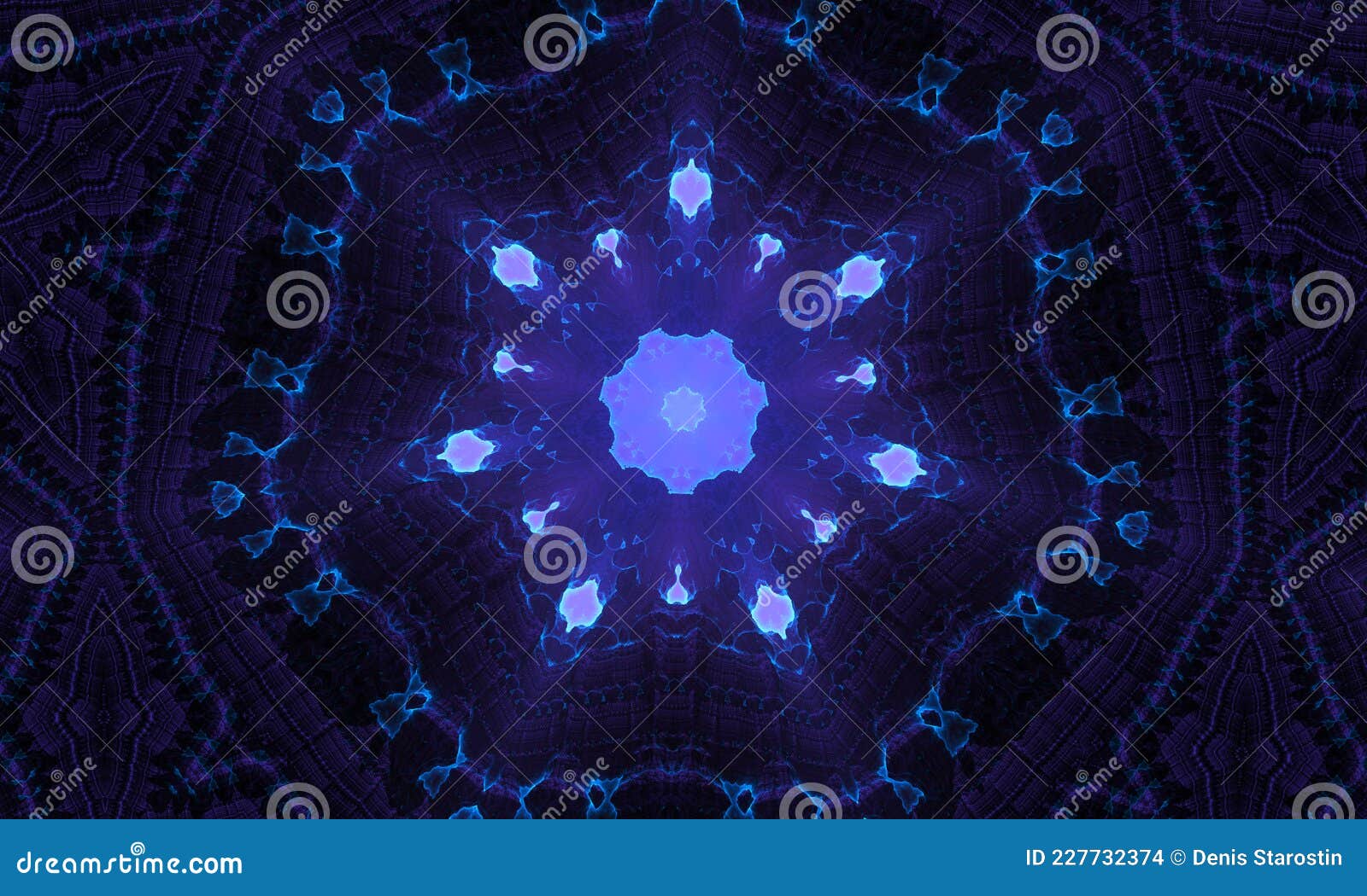 Neon Cyan Deep Blue with Purple Shadow Kaleidoscope Stock Illustration ...
