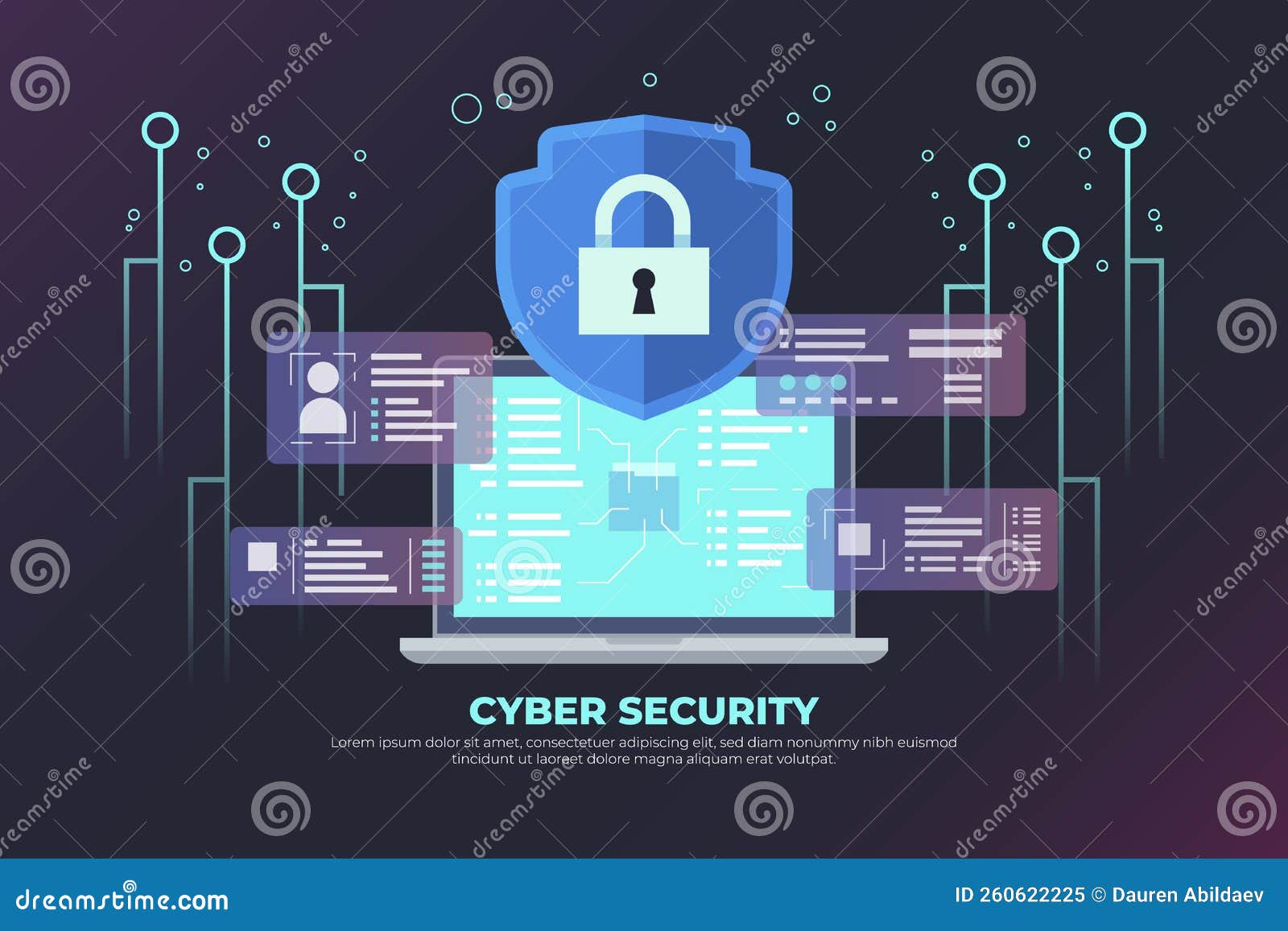 Neon Cyber Security Concept with Padlock Circuit Vector Illustration ... Neon Cyber Security Concept with Padlock Circuit Vector Illustration ...