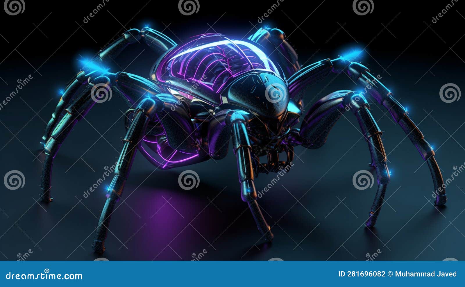 Neon cyber spider stock photo. Image of branding, digital - 281696082